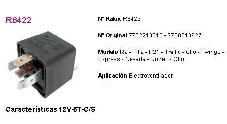 Relay electroventilador R19/ Clio 12v5terminal 7702218610 - Dimex